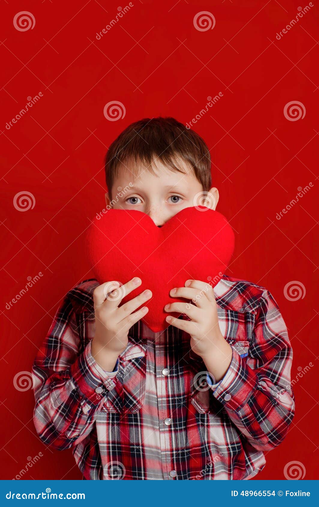 Little Boy with a Heart of Toy Stock Photo - Image of cheerful ...