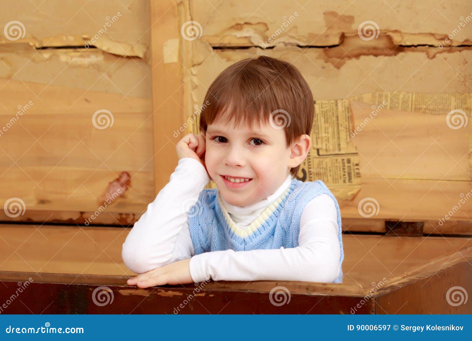 The Little Boy Hid in an Old Chest. Stock Image - Image of trunk ...