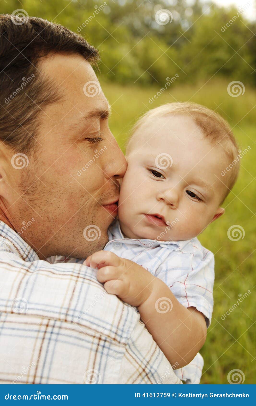 Little Boy with His Father on the Nature Stock Image - Image of ...