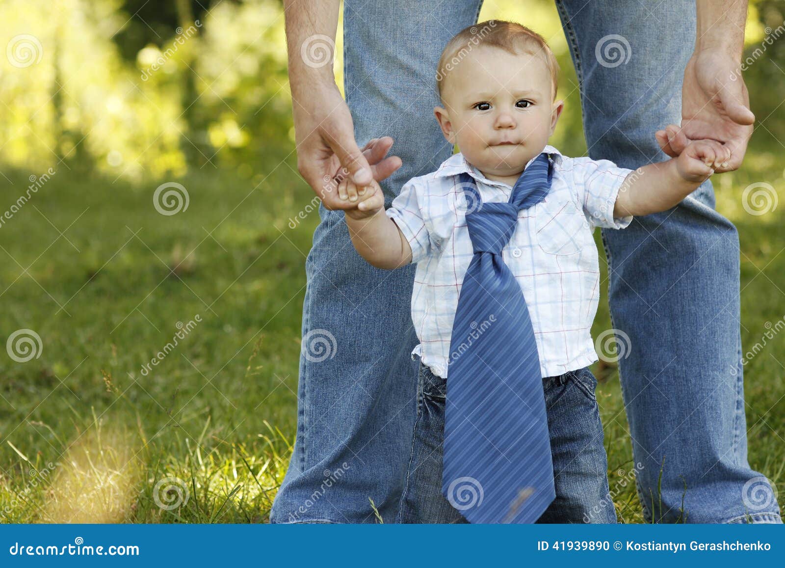Little Boy with His Father on the Nature Stock Photo - Image of ...