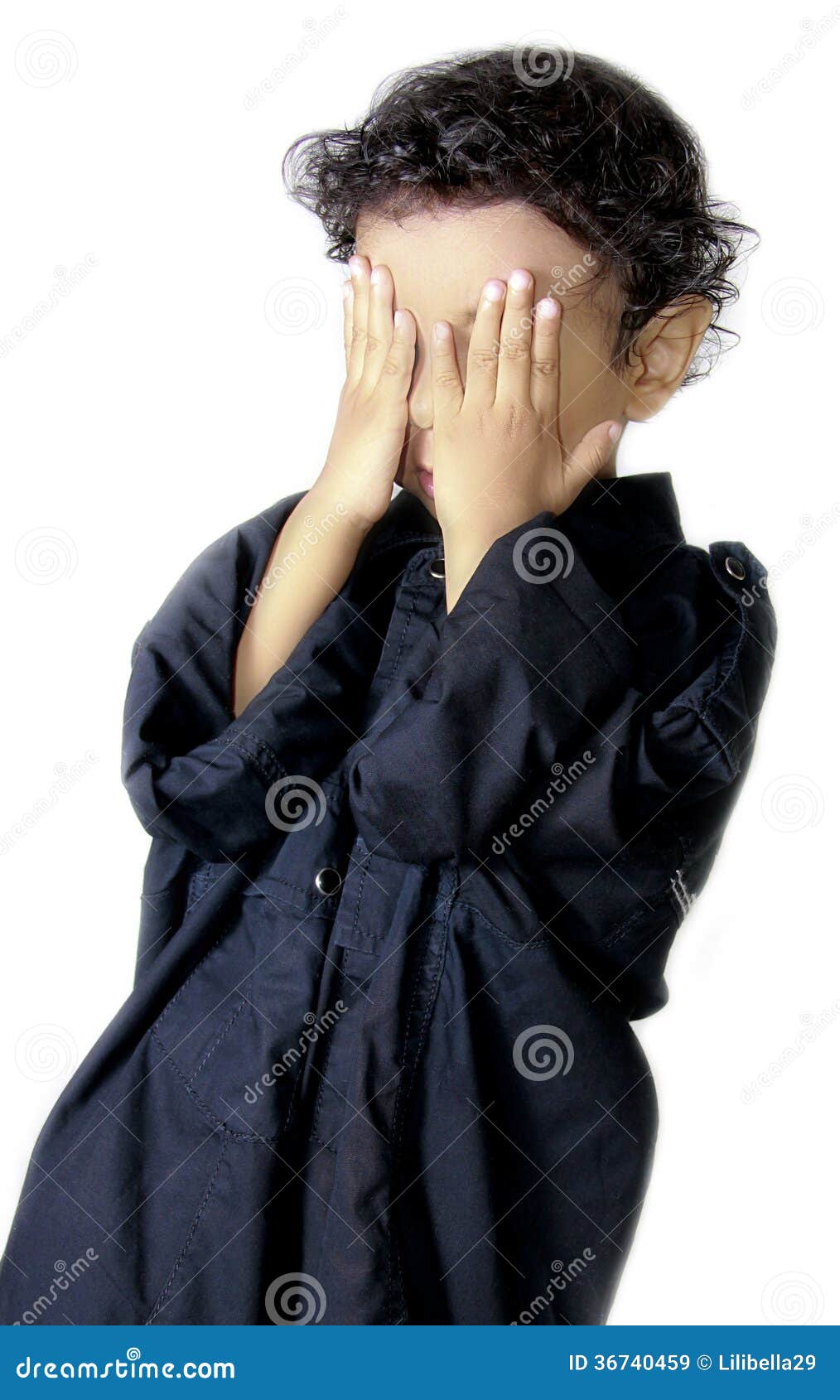 Little Boy with His Hands on His Face Stock Image - Image of young ...