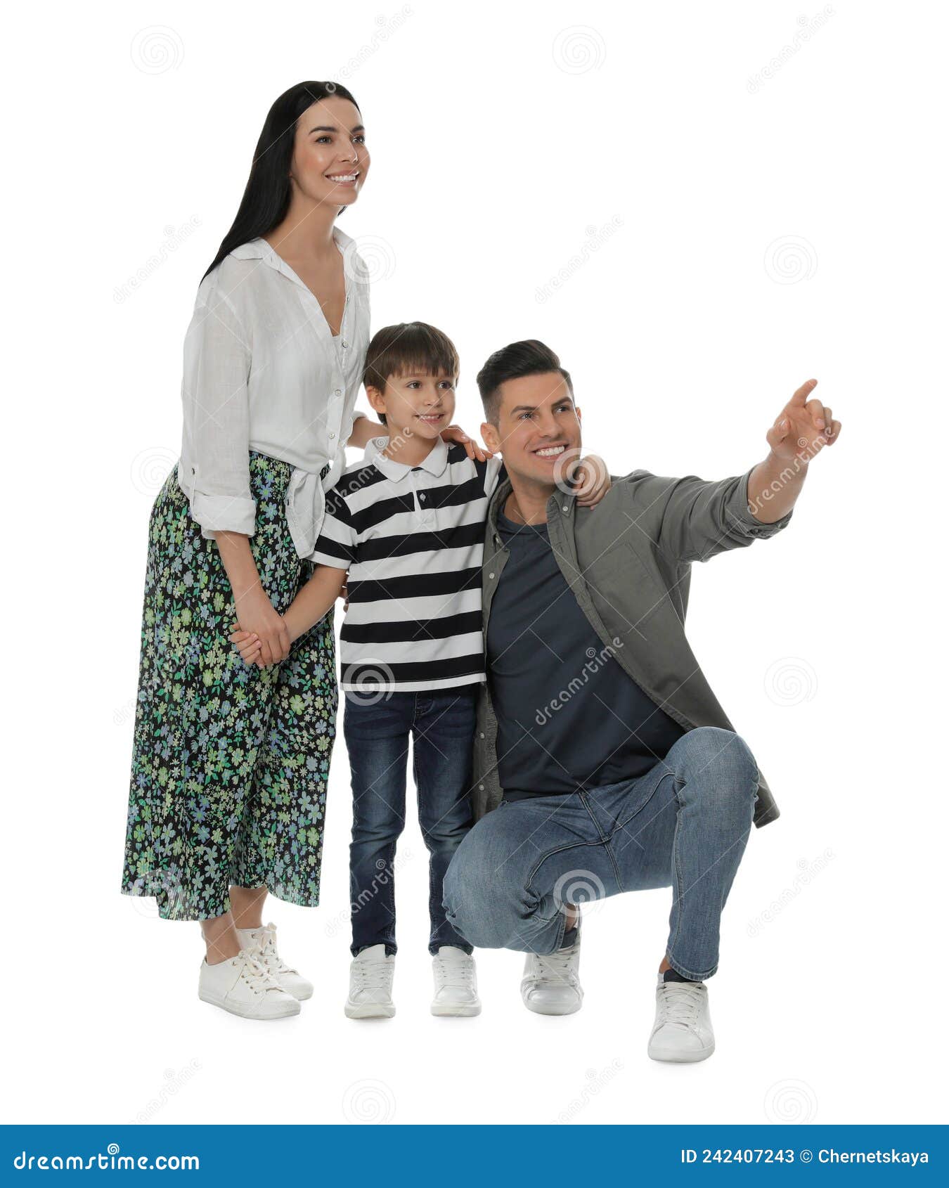 Little Boy with His Parents Together on White Background Stock Image ...