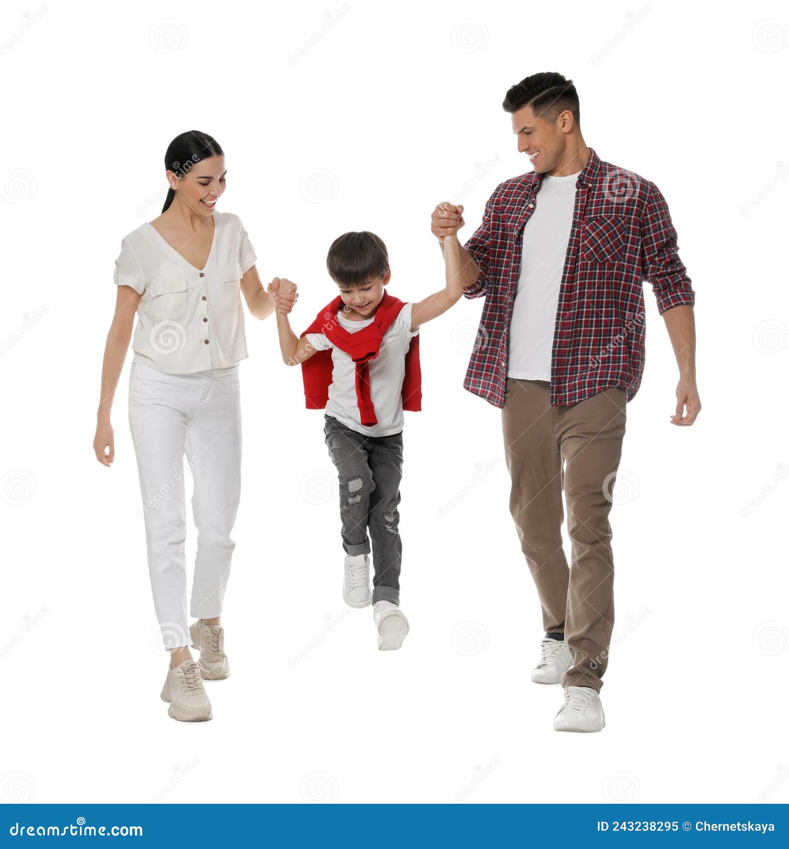 Little Boy with His Parents Together on White Background Stock Image ...