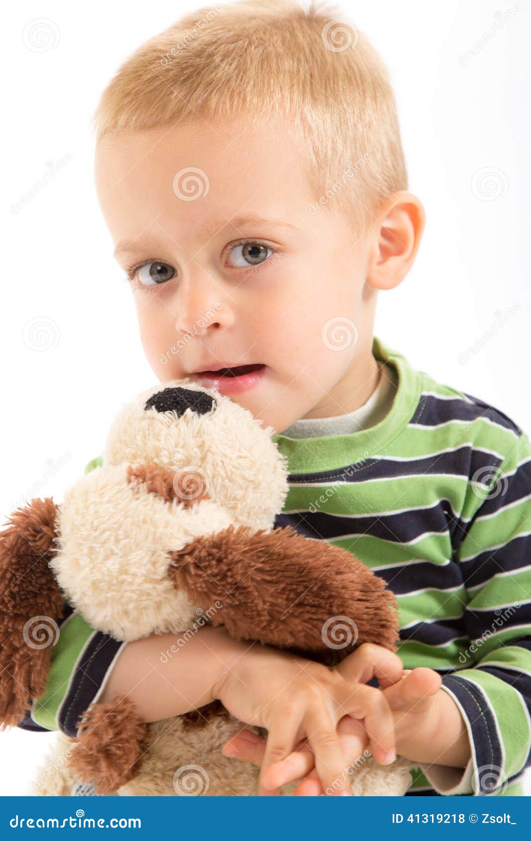 Little Boy with His Plush Puppy. Stock Photo - Image of hold, little ...