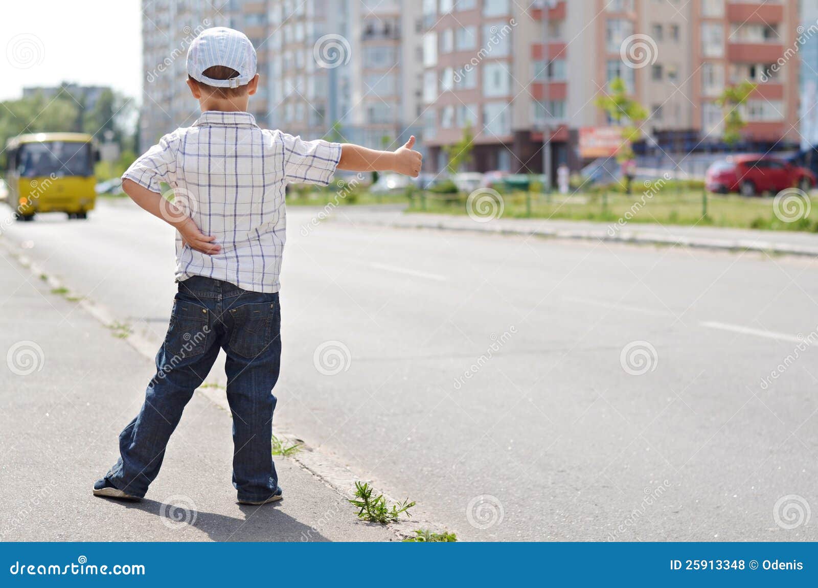 Little boy hitching a ride stock photo. Image of hiking - 25913348