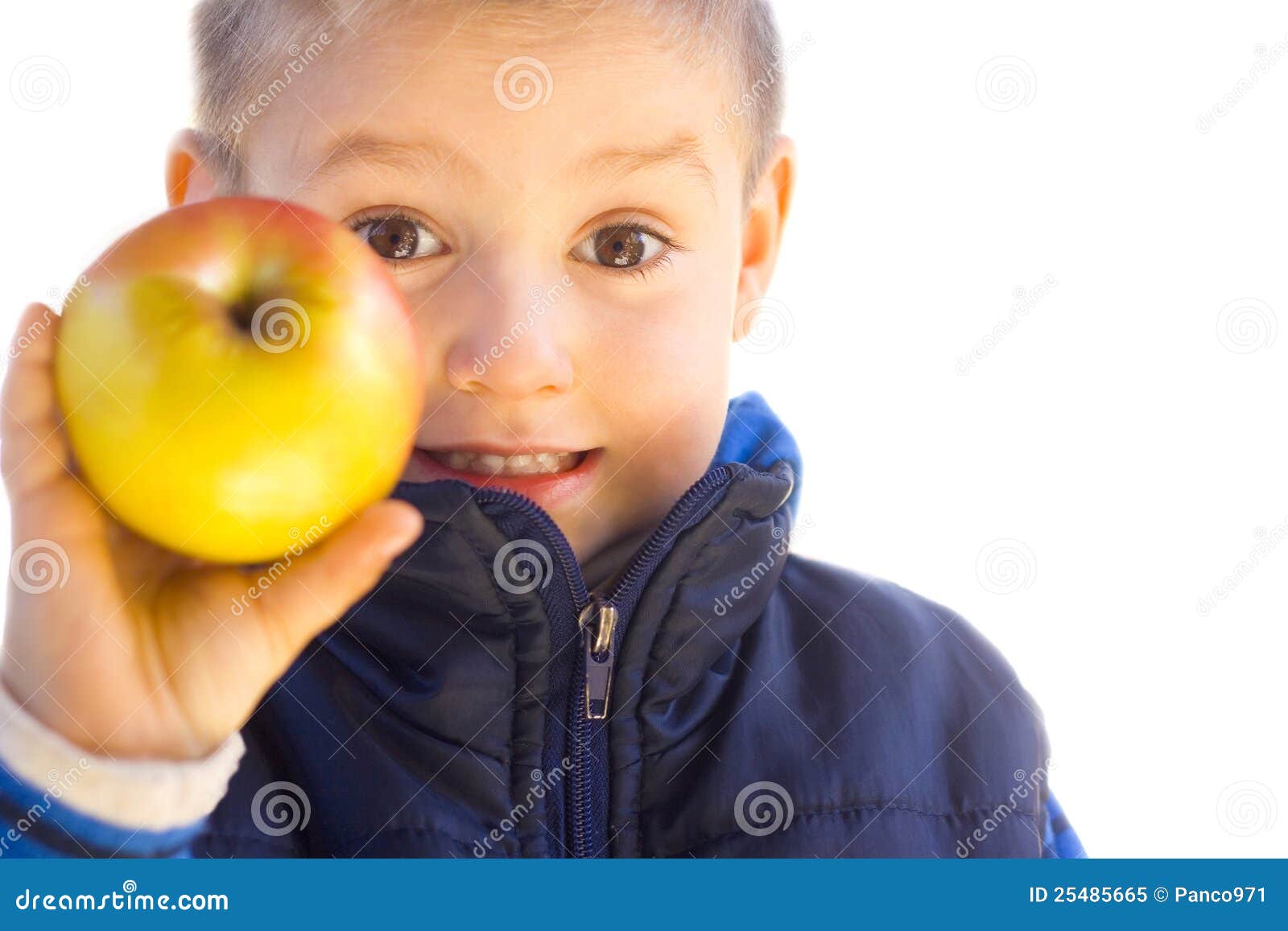 Little boy holding apple stock image. Image of look, cute - 25485665