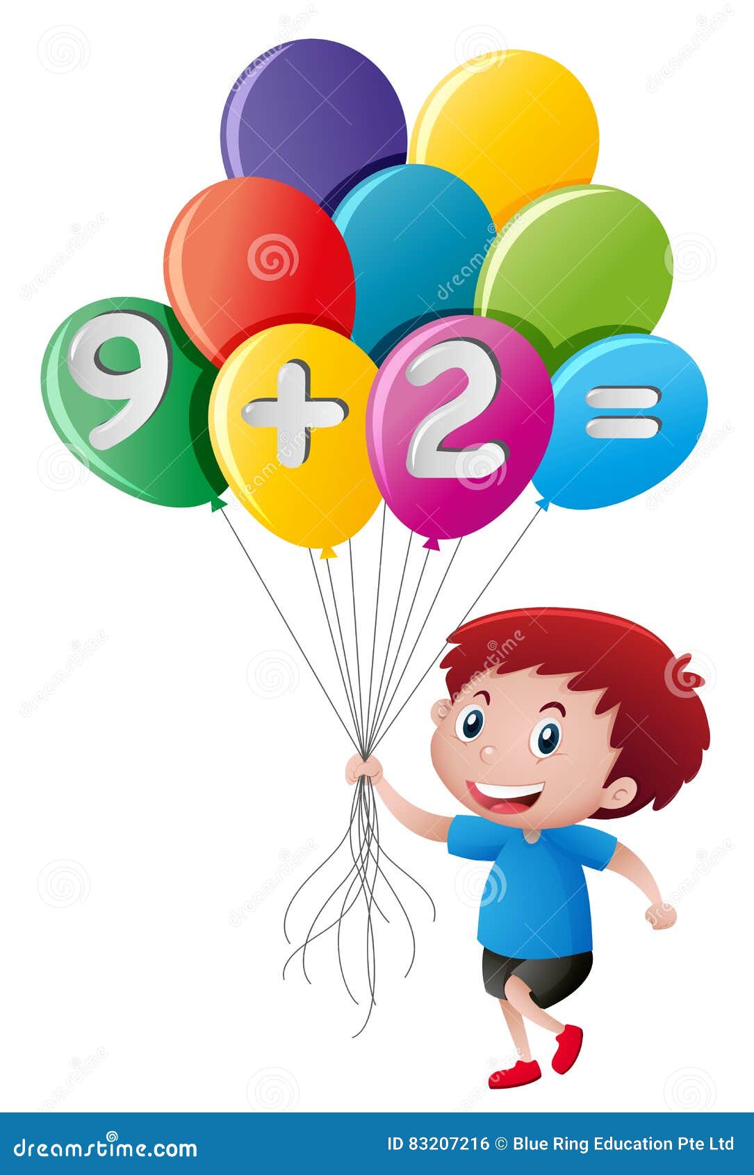 Little Boy Holding Balloon with Math Equation Stock Vector ...