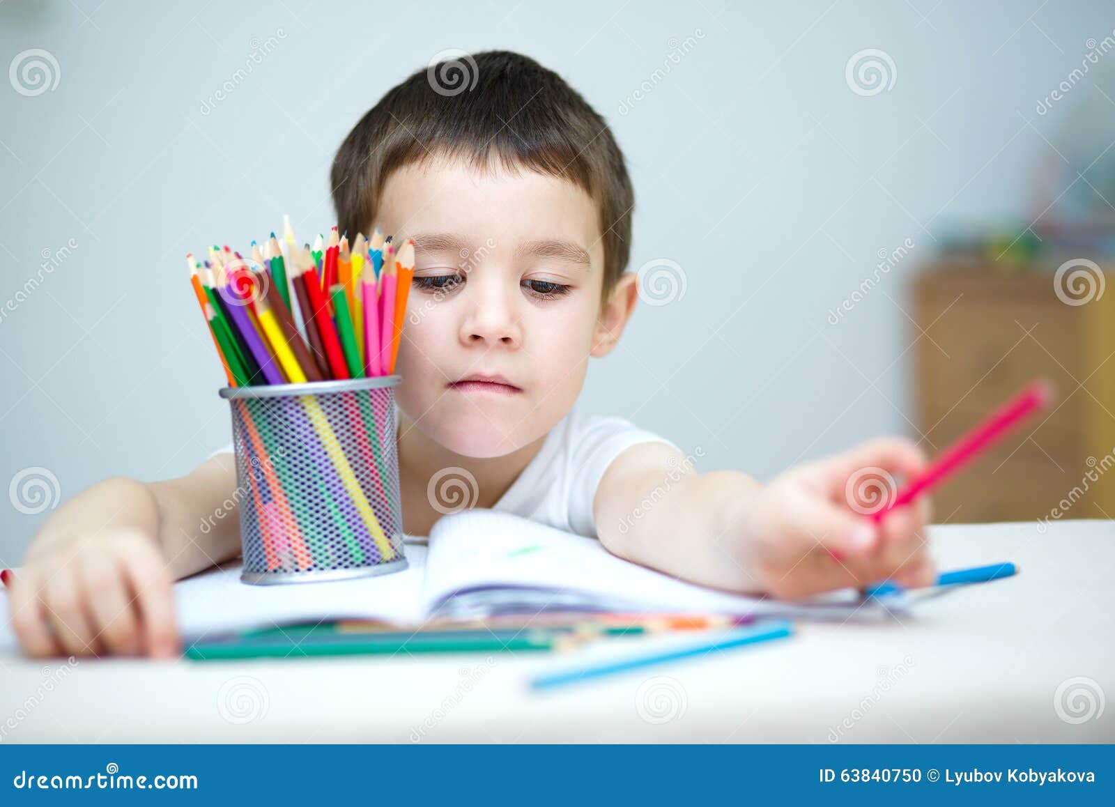 Little Boy is Holding Color Pencils Stock Photo - Image of cute, learn ...