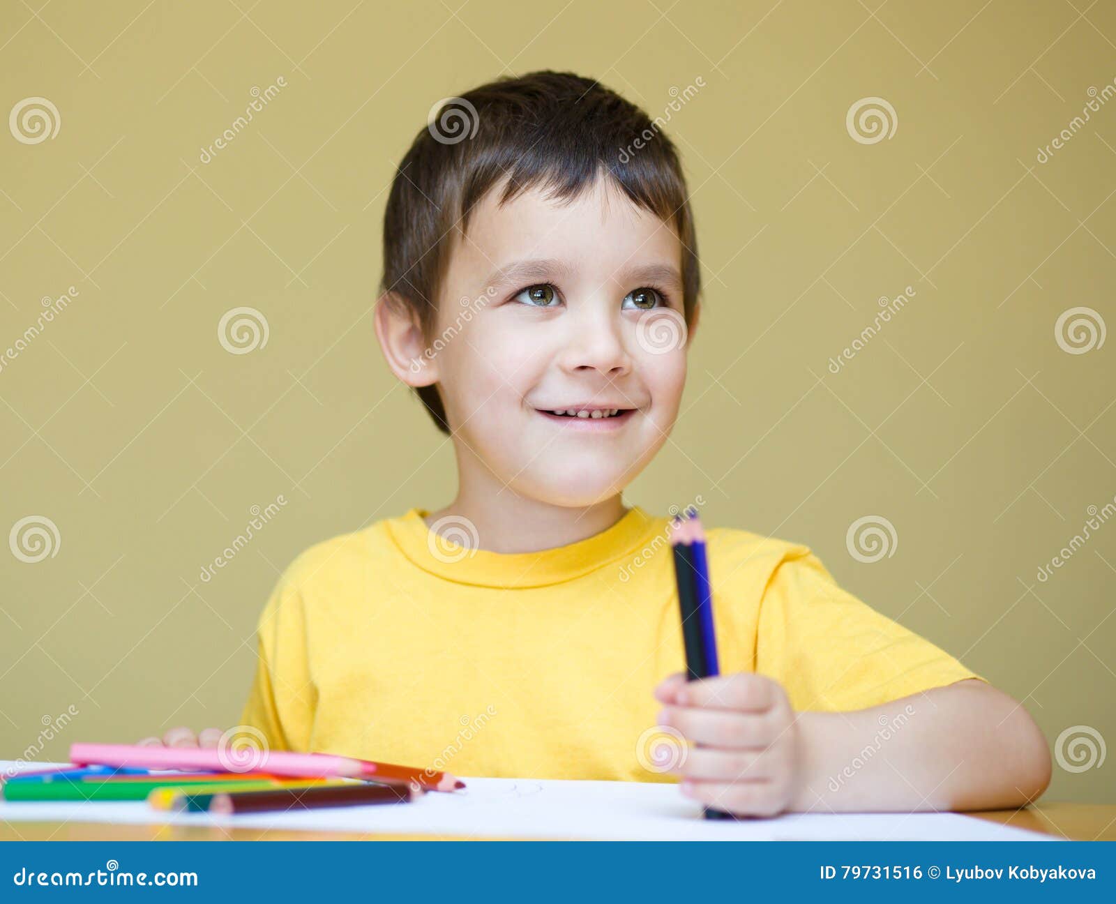 Little Boy is Holding Color Pencils Stock Photo - Image of cute, human ...
