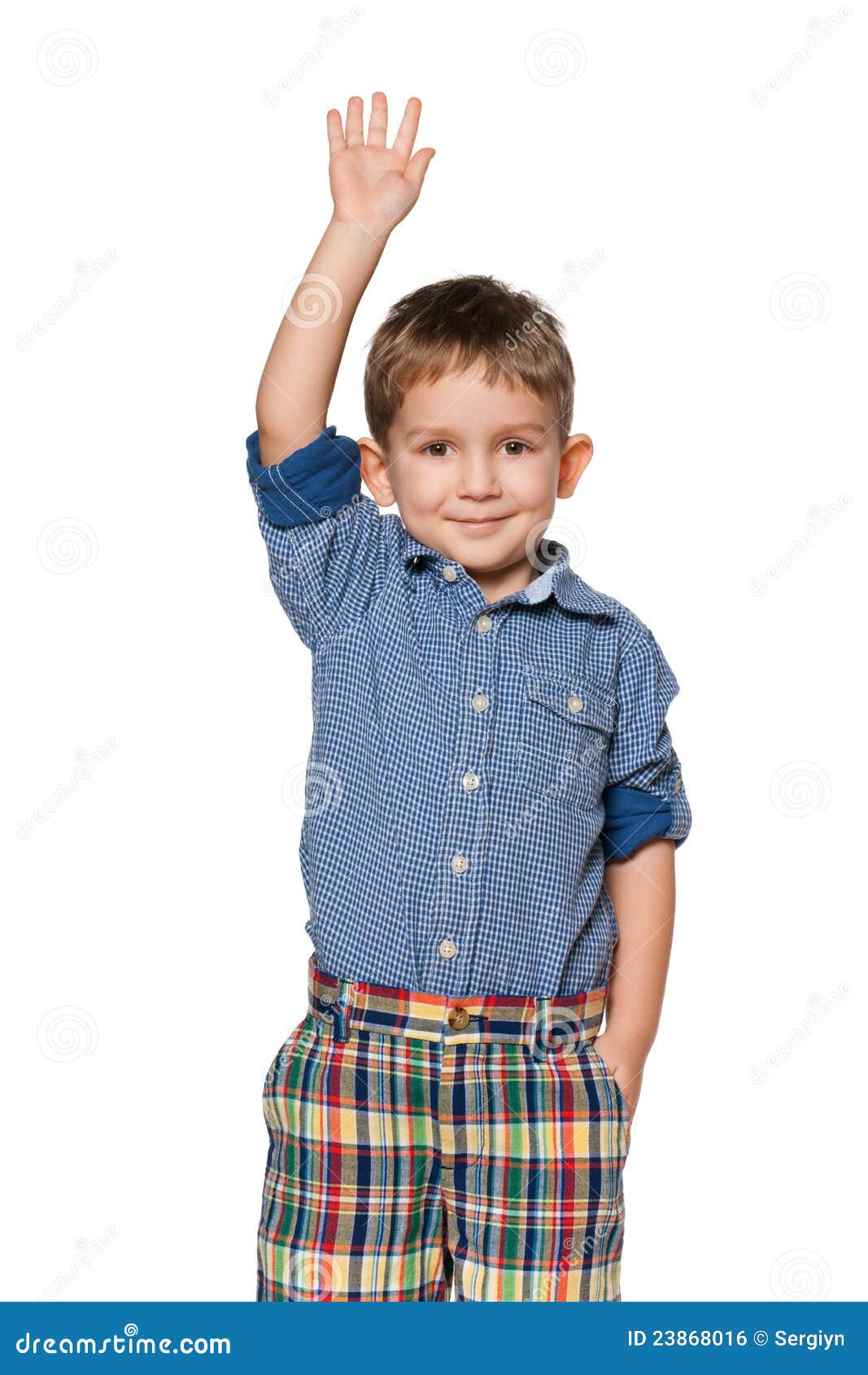 Little Boy Holding His Hand Up Royalty Free Stock Image - Image: 23868016