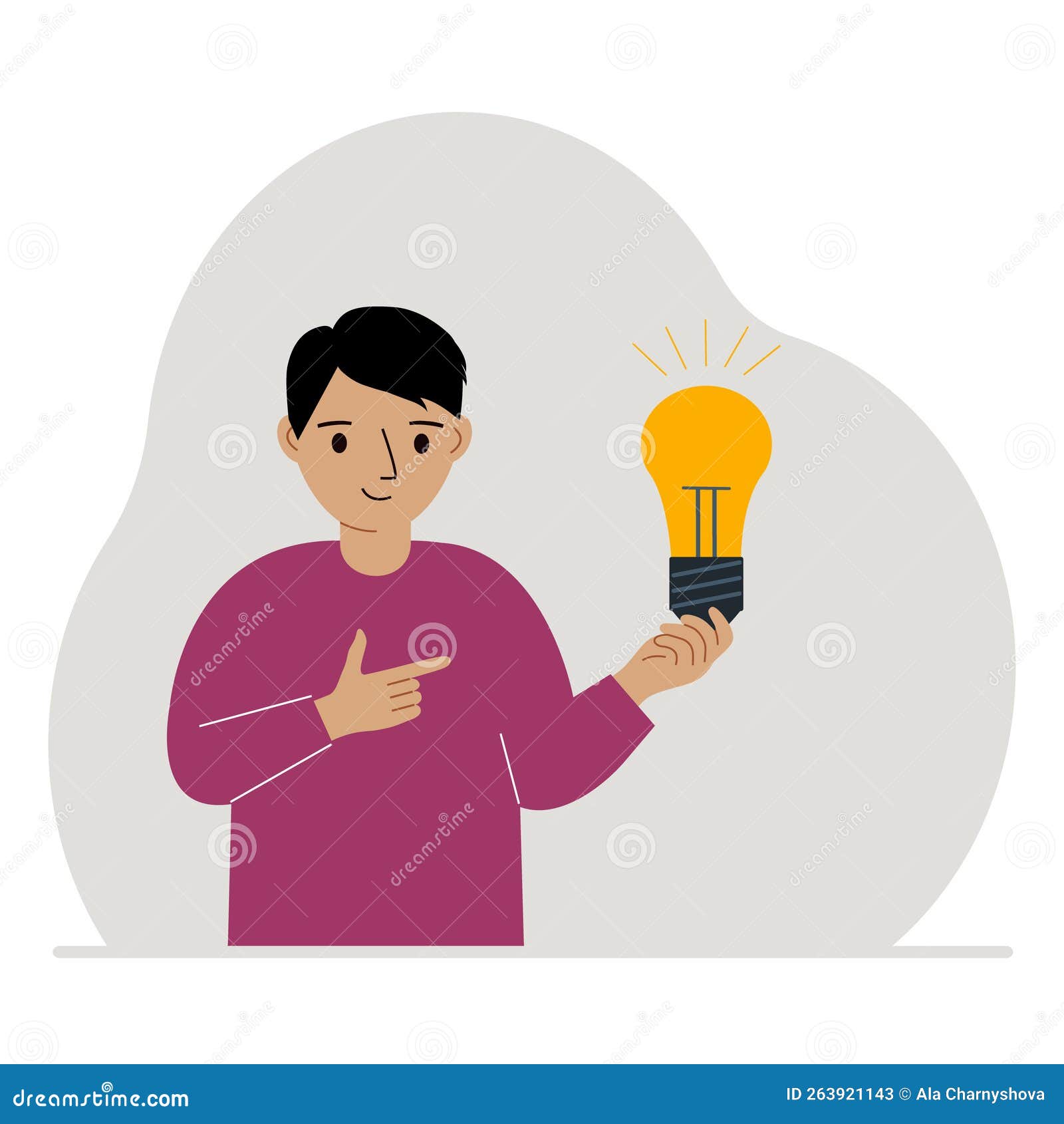 A Little Boy is Holding a Light Bulb in His Hand. Concept of Idea ...