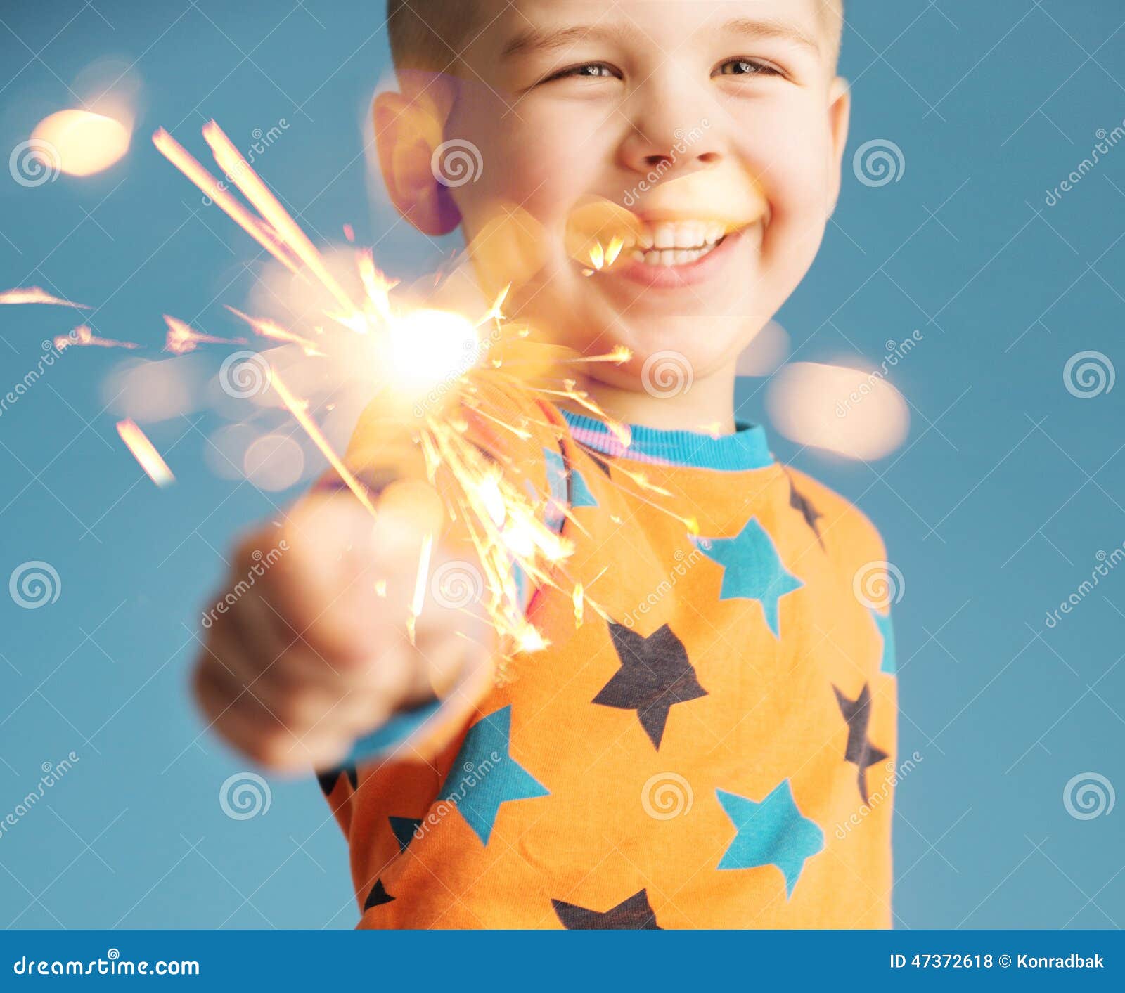 Little Boy Holding a Sparkler Stock Photo - Image of fire, holiday ...