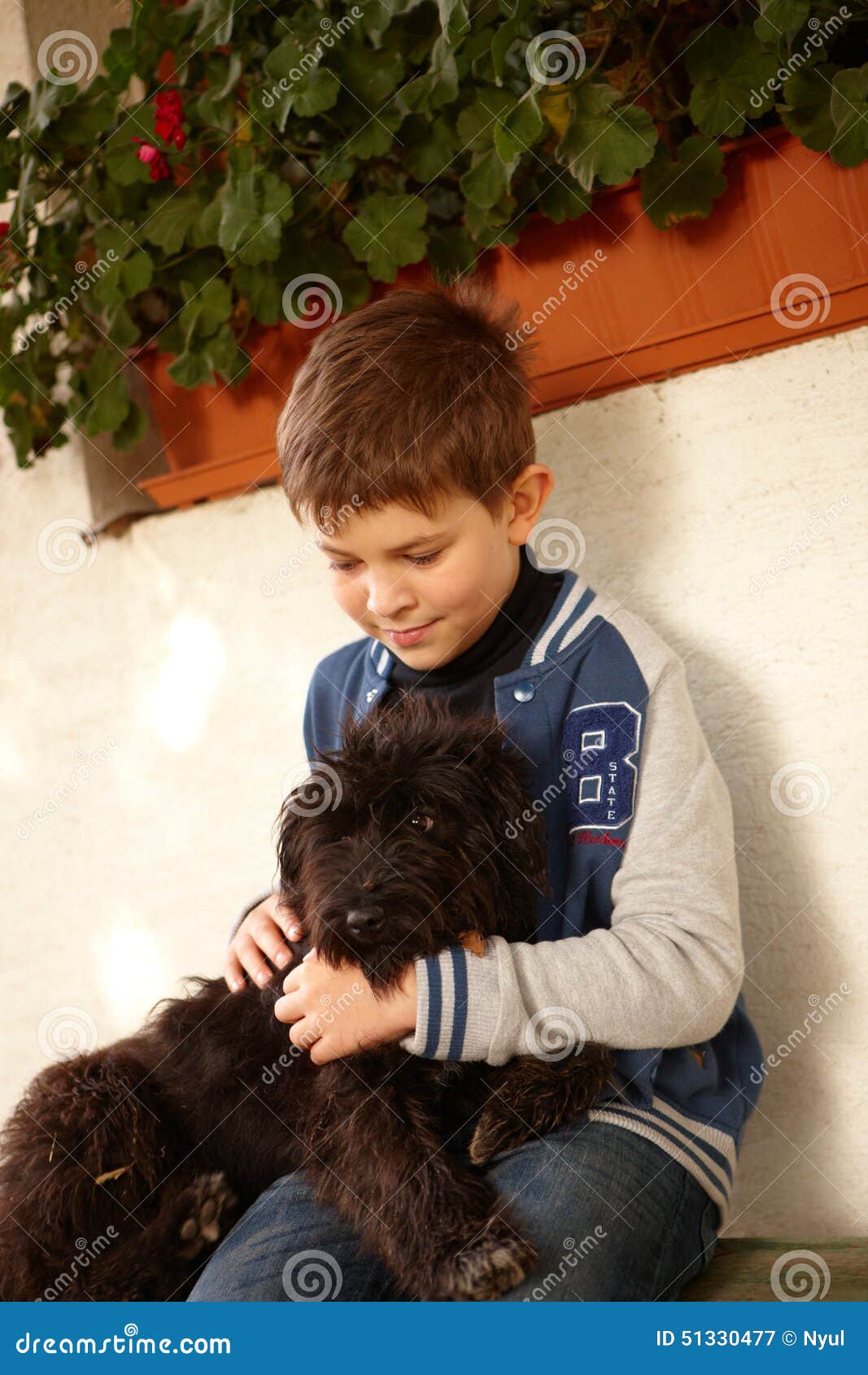 Little boy hugging dog stock image. Image of affection - 51330477