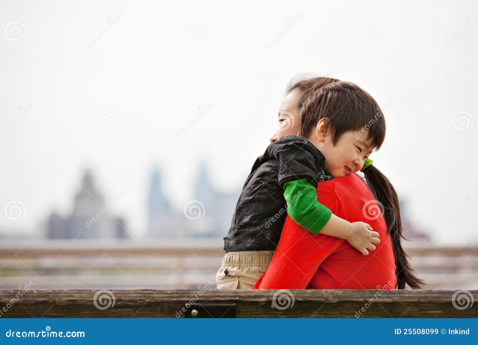 Little Boy Hugging Mommy on Bench Stock Image - Image of love, asian ...