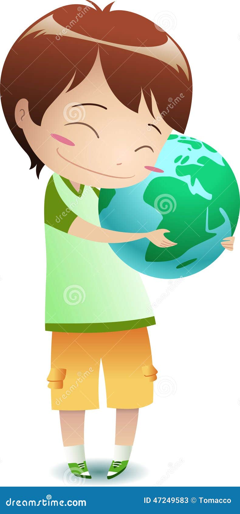 Little Boy Hugging the World Stock Illustration - Illustration of clip ...