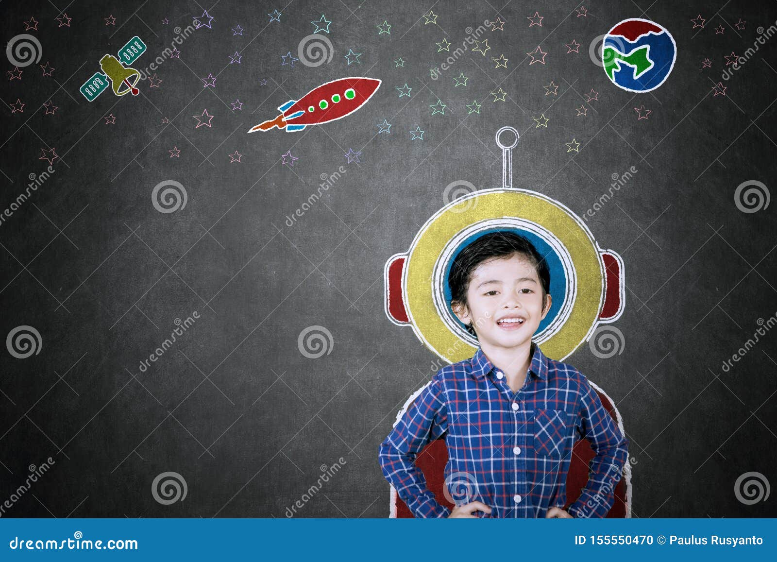 Little Boy Imagining Being an Astronaut Stock Photo - Image of ...