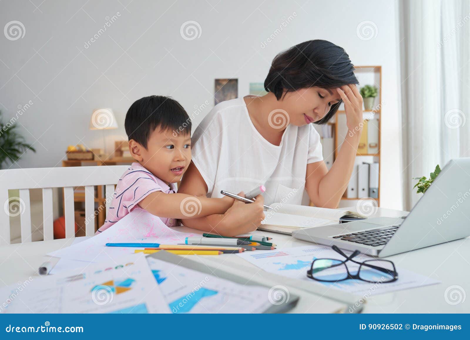 Interfering son stock photo. Image of home, writing, mother - 90926502