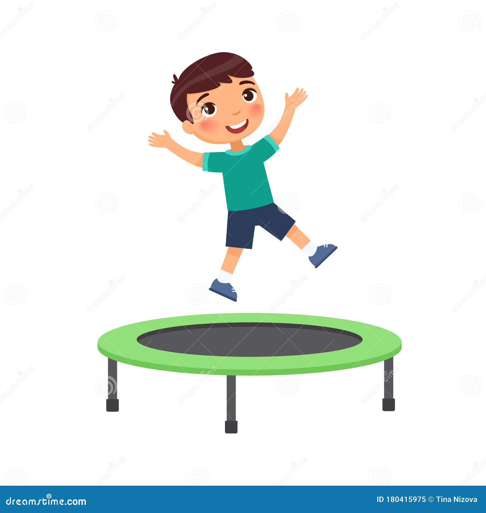 Little Boy Jumping on Trampoline Flat Illustration. Stock Illustration ... Little Boy Jumping on Trampoline Flat Illustration. Stock Illustration ...
