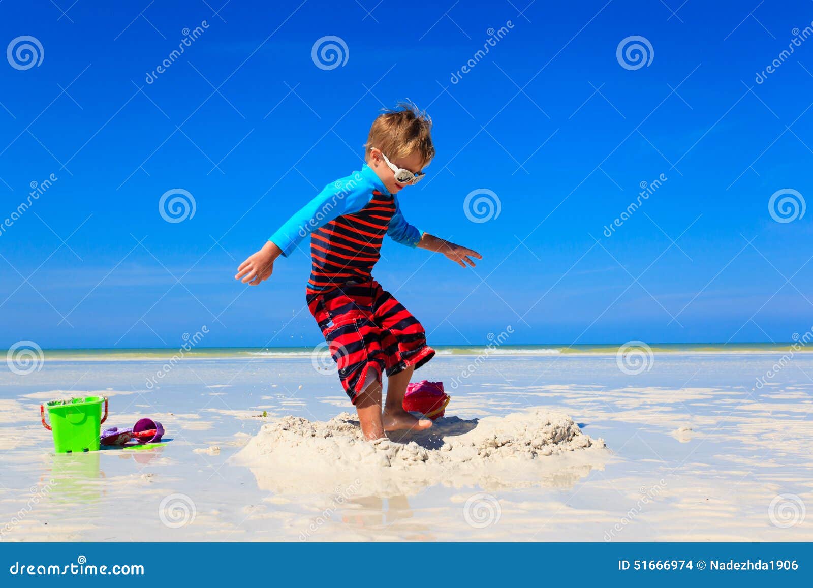 Little Boy Jumping on Tropical Beach Stock Photo - Image of tropical ...