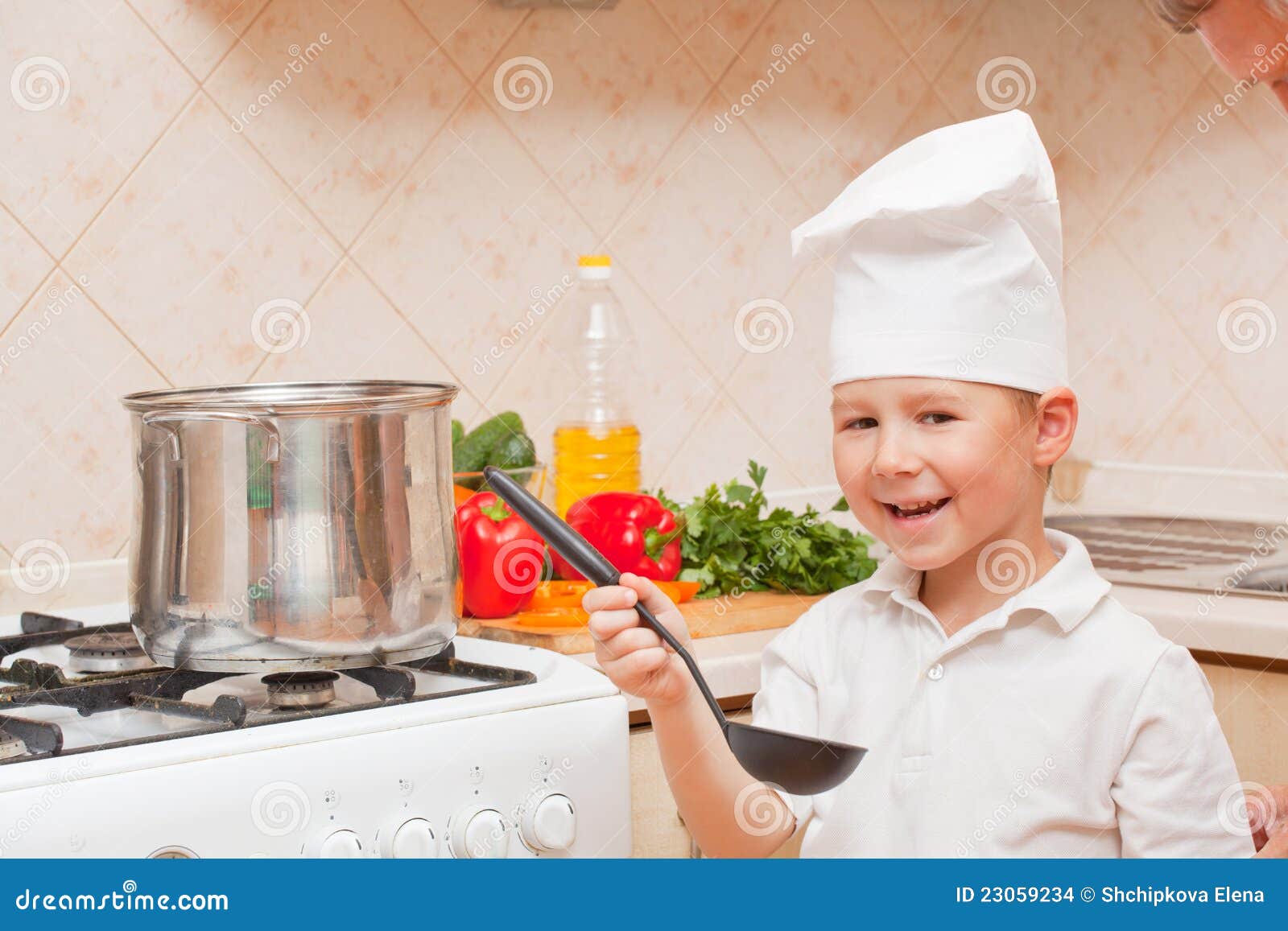 Little boy on kitchen stock photo. Image of family, preschool - 23059234