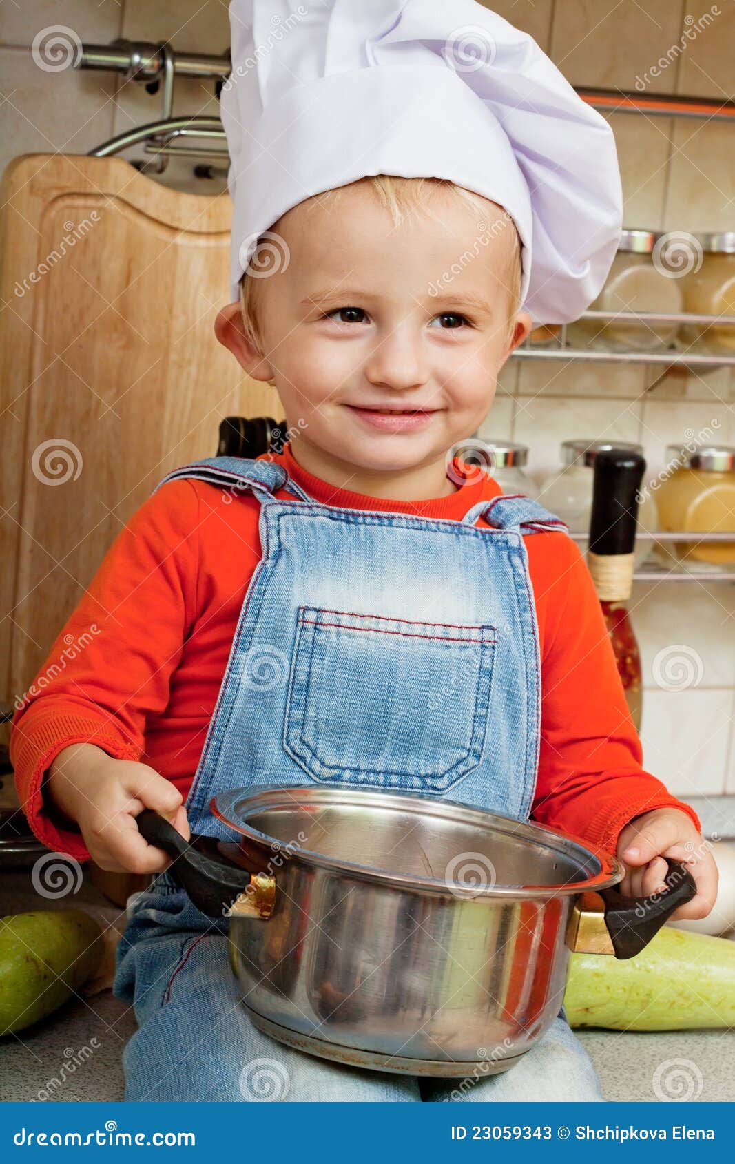 Little boy on kitchen stock image. Image of looks, housekeeping - 23059343