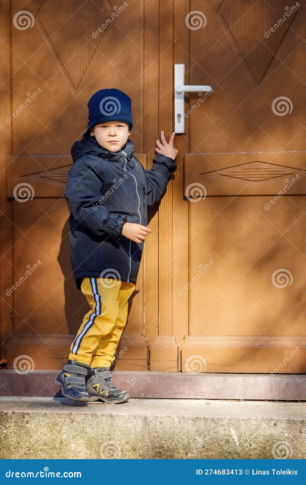 Little Boy Knocking On The Door Royalty-Free Stock Image ...