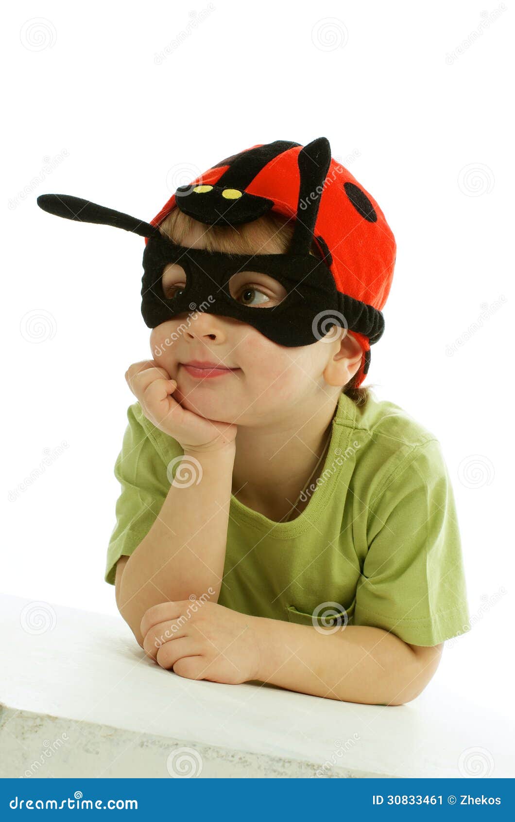 Little Boy in Ladybug Hat stock image. Image of cute - 30833461
