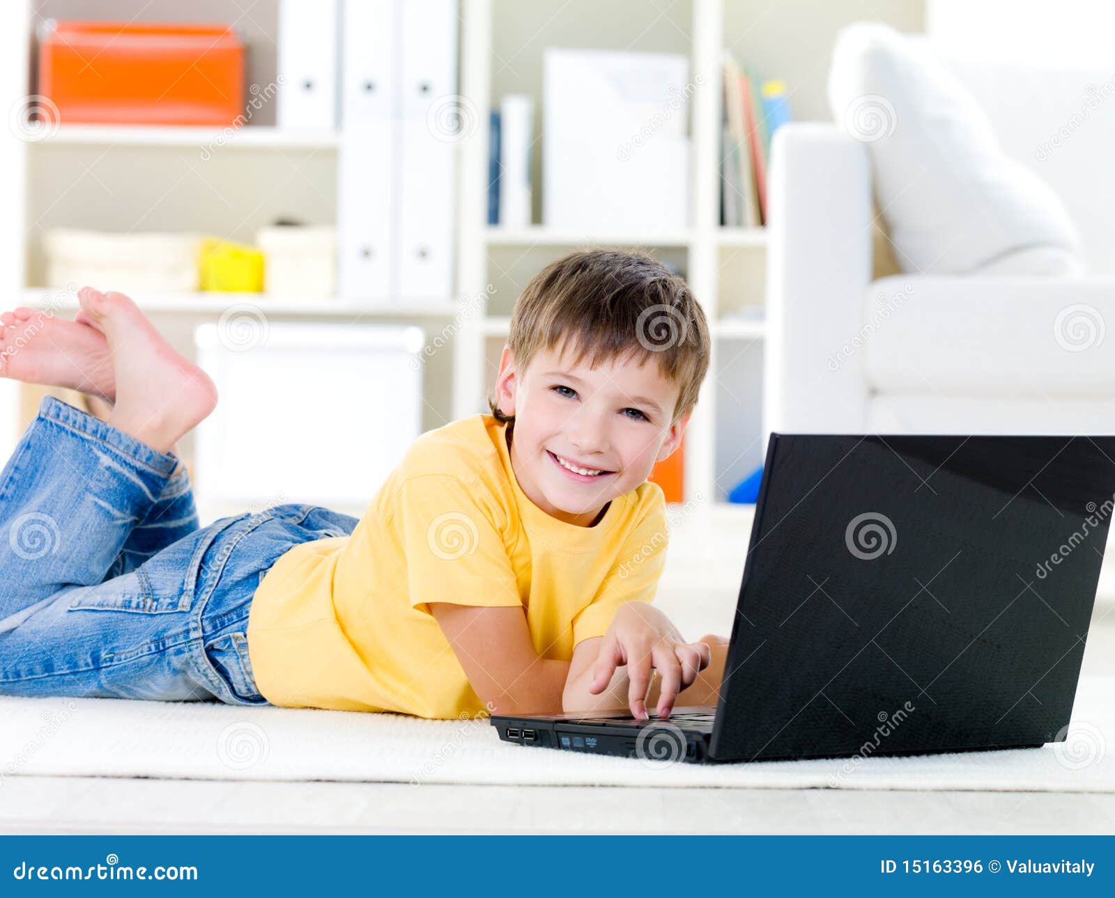 Little boy with laptop stock photo. Image of expressing - 15163396