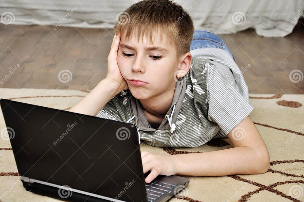 Little boy with laptop stock image. Image of computer - 20191743
