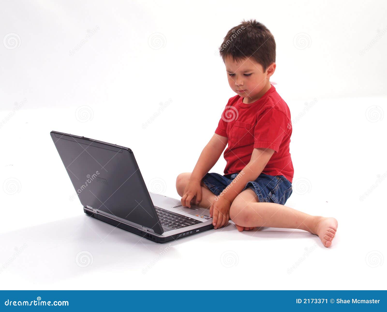 Little Boy and Laptop stock image. Image of study, child - 2173371