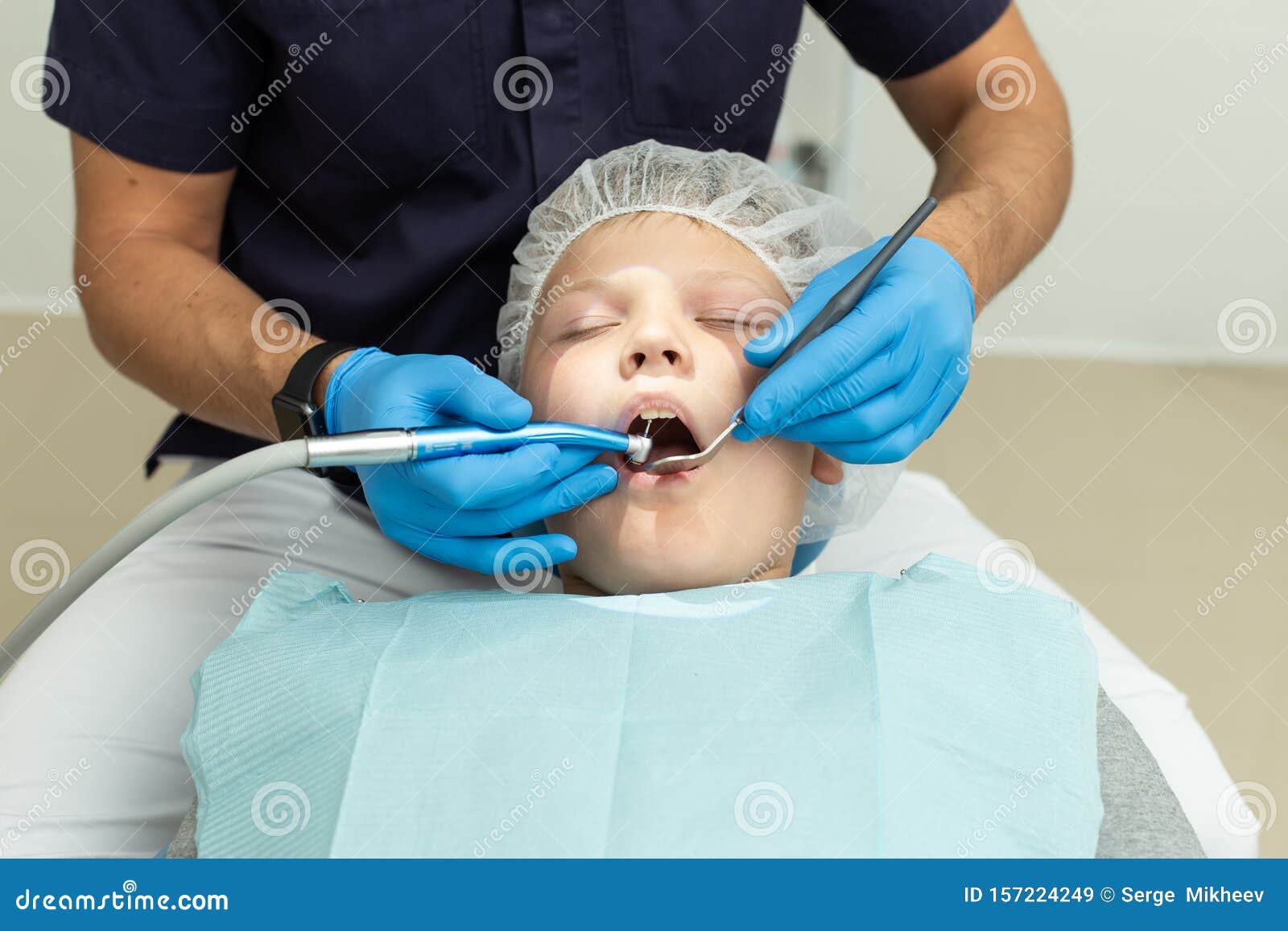 Little Boy Lays Under Anesthesia on Dentist Coach Stock Image - Image ...