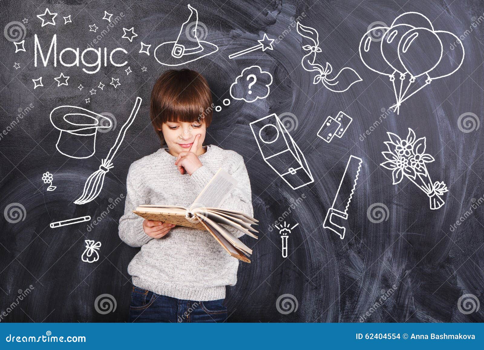 Little boy learn magic stock illustration. Illustration of child - 62404554