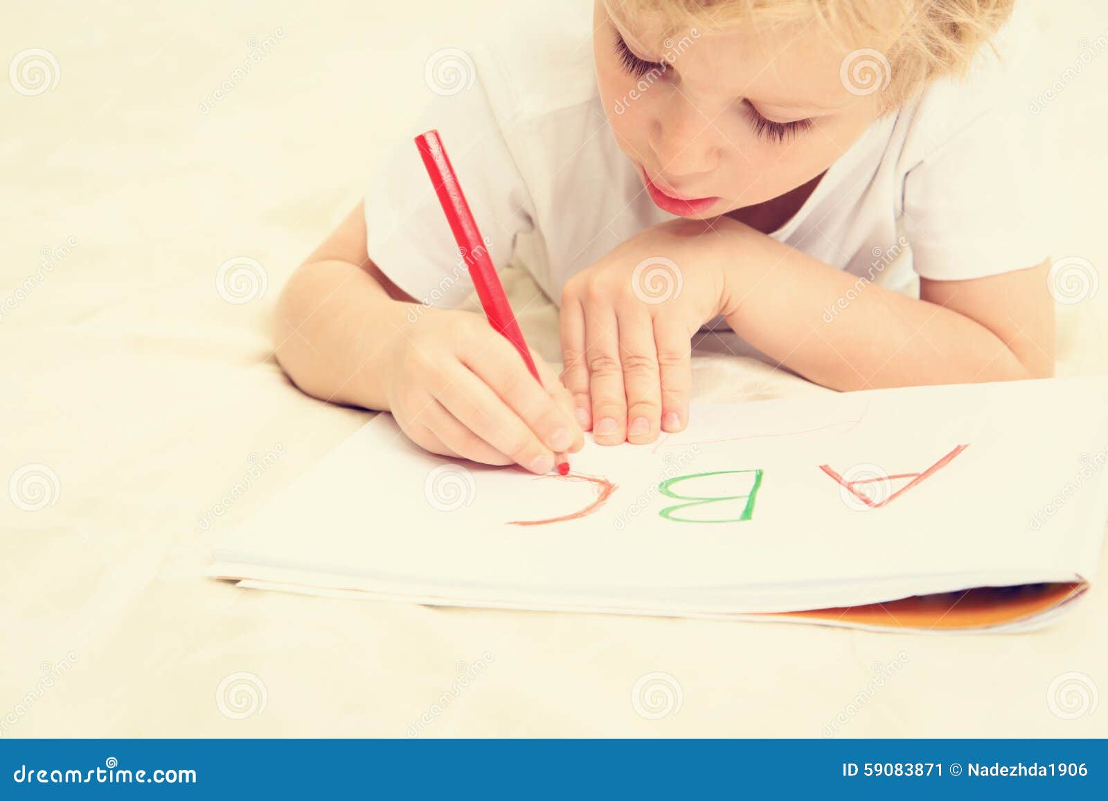 Little Boy Learning To Write Letters Stock Image - Image of elementary ...