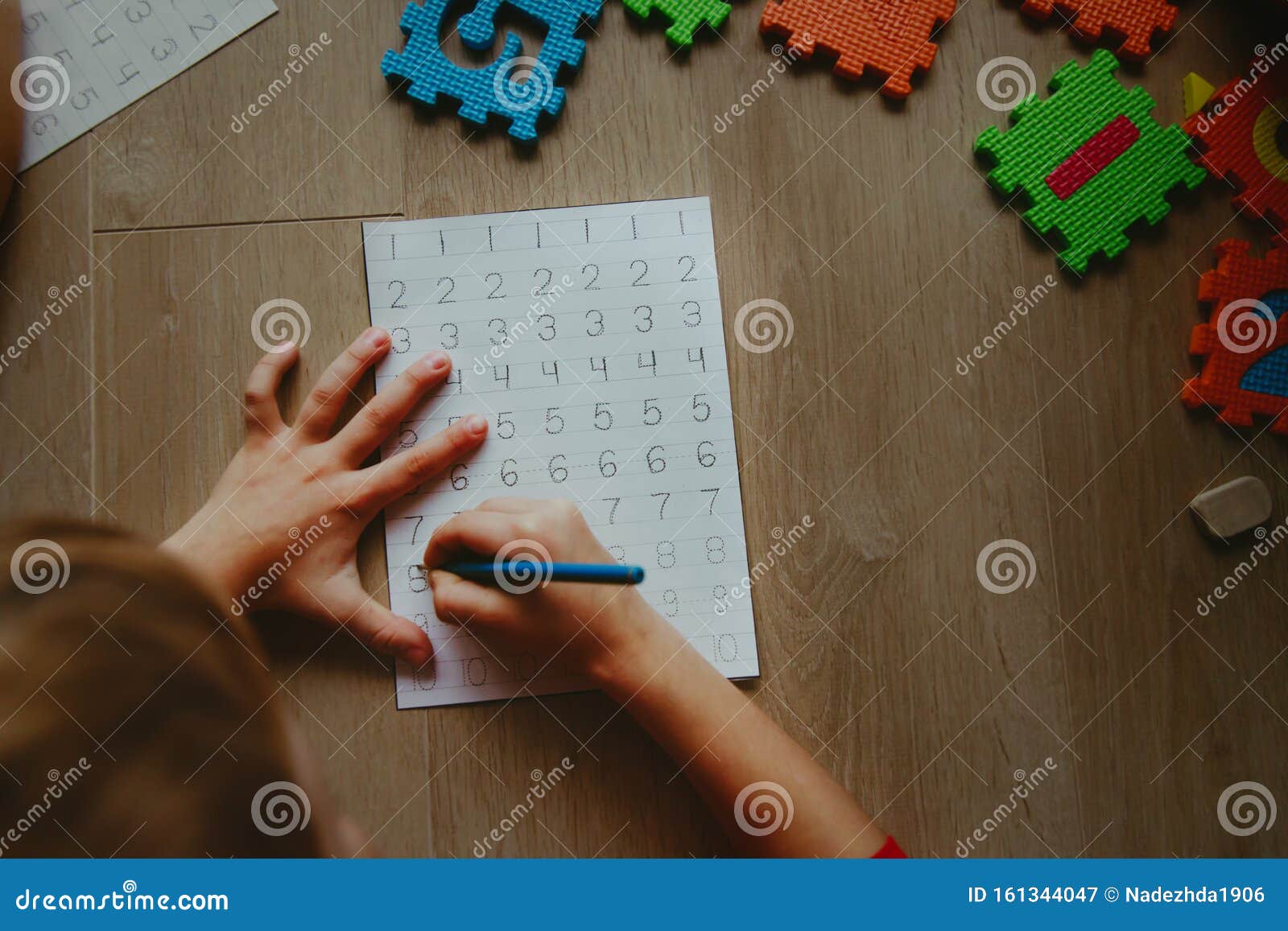 Little Boy Learning To Write Numbers, Arithmetic, Calculation Stock ... Little Boy Learning To Write Numbers, Arithmetic, Calculation Stock ...