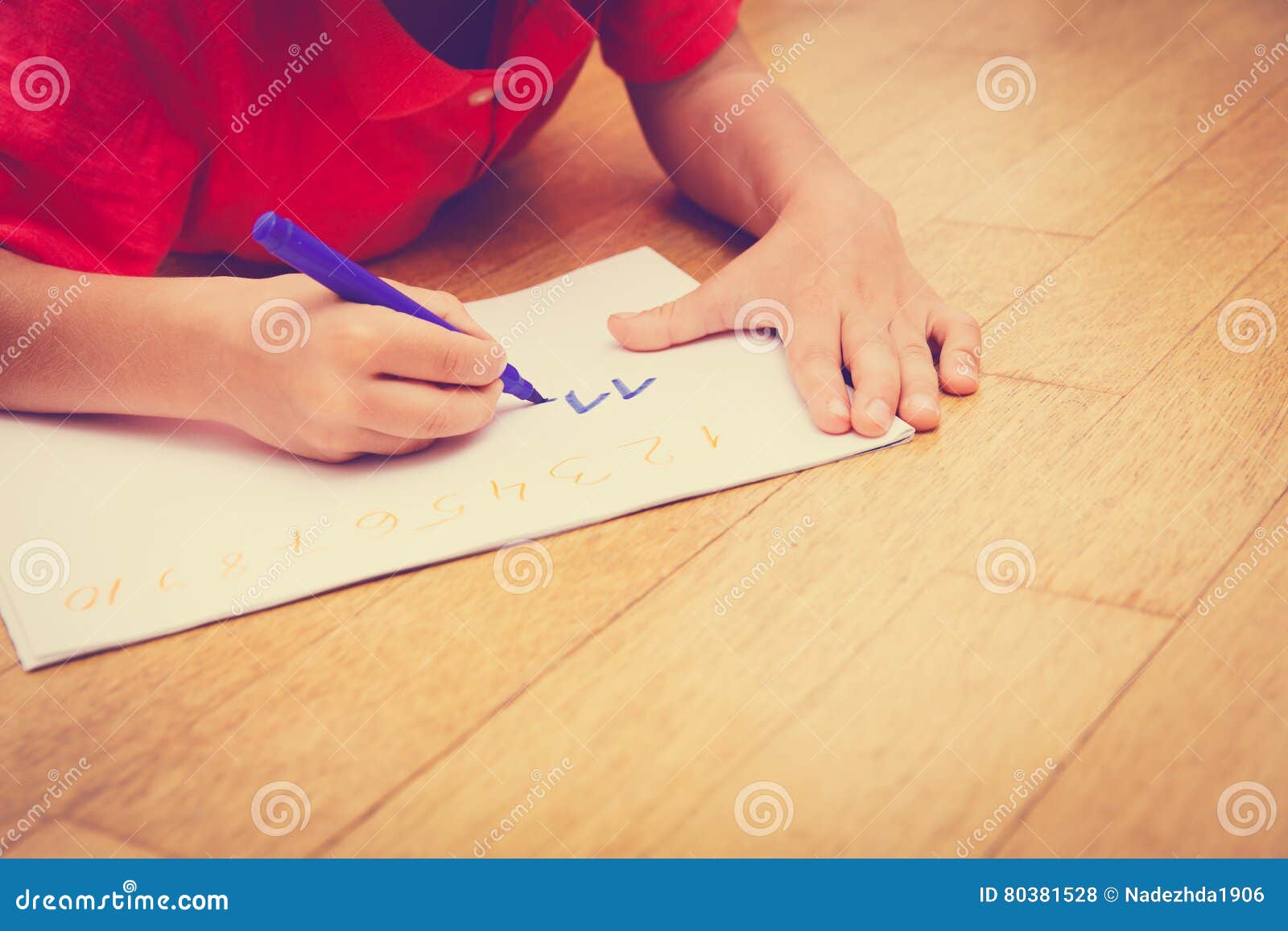 Little Boy Learning To Write Numbers Stock Photo - Image of calculation ...