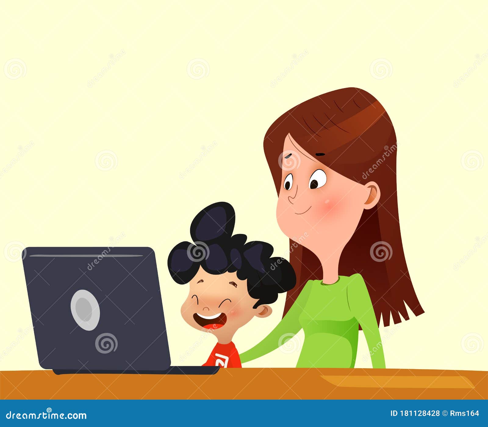 Little Boy Learning the Use of Computers Stock Vector - Illustration of ...