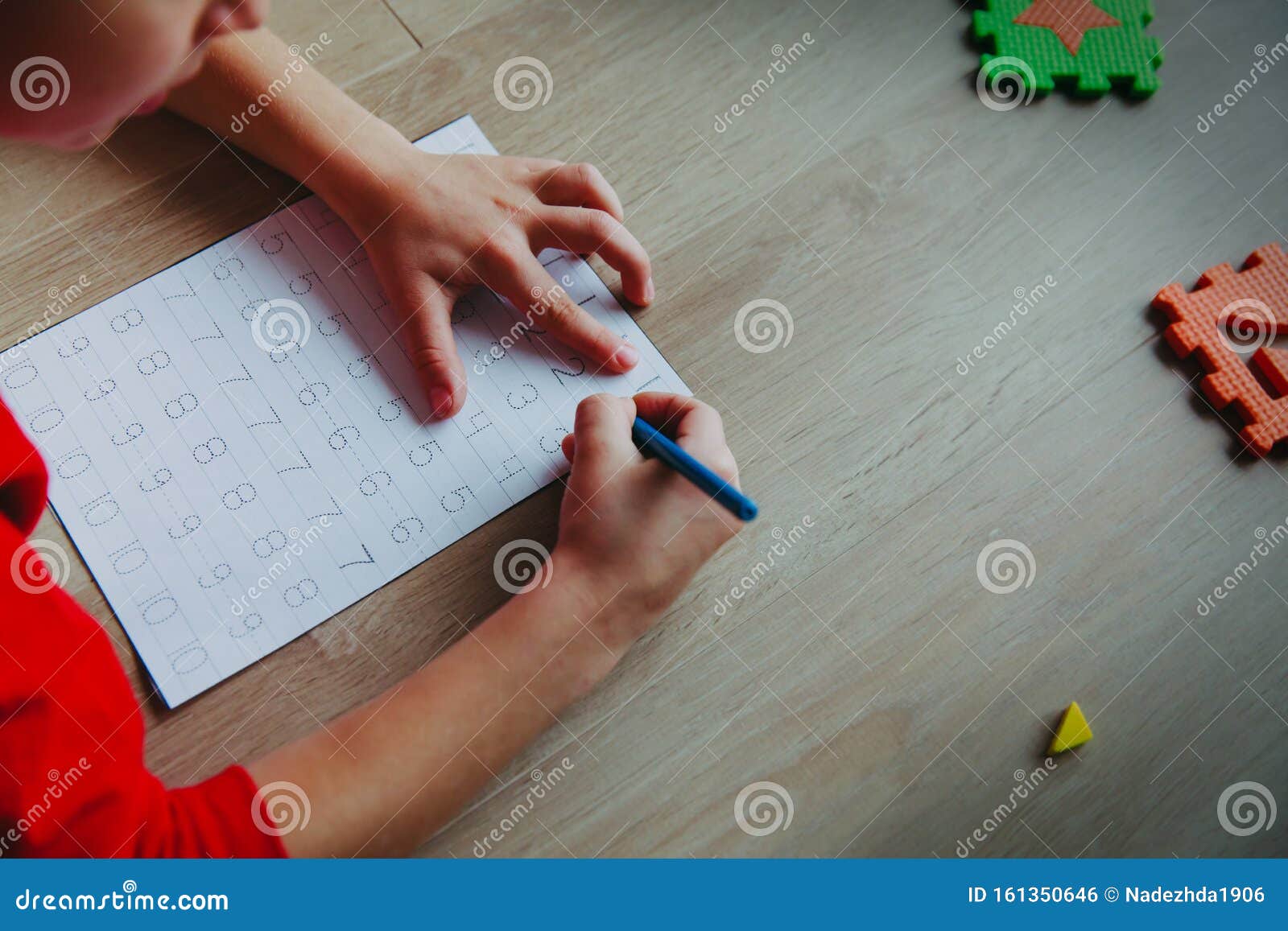 Little Boy Learning Write and Culculate Numbers Stock Photo - Image of ...