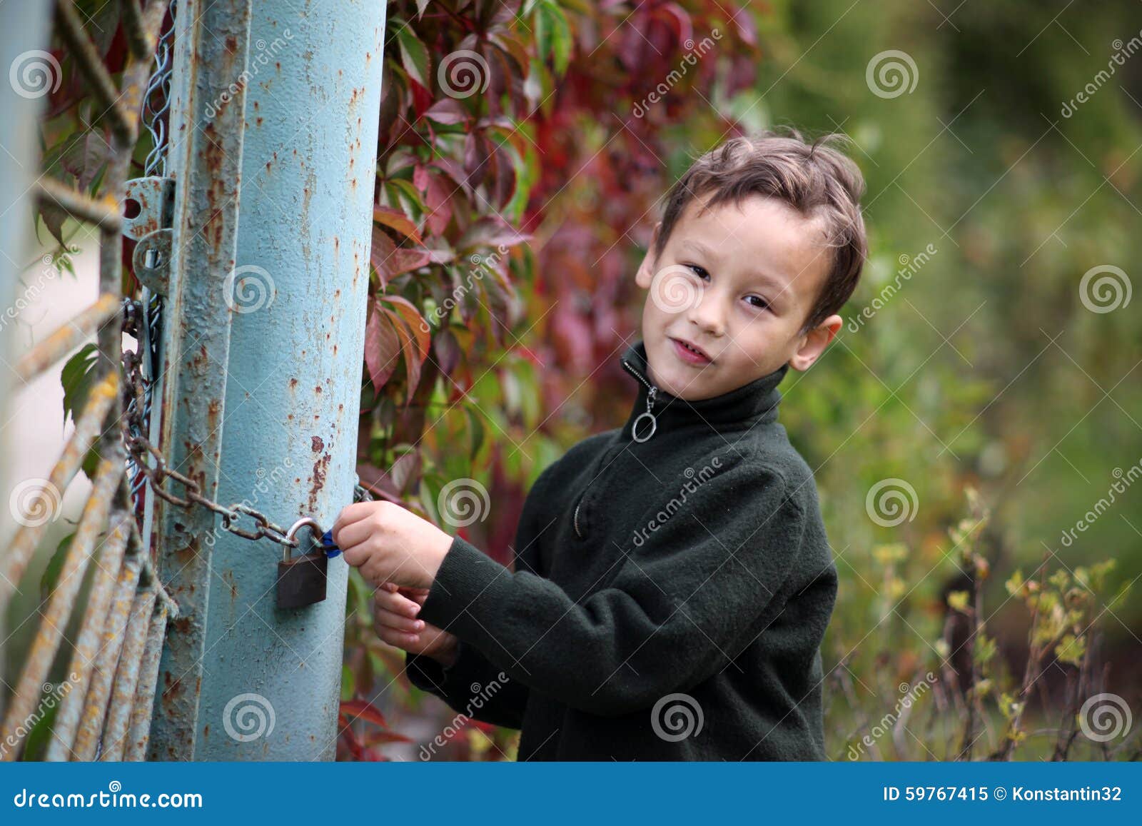 Little boy at lock door stock image. Image of child, caucasian - 59767415
