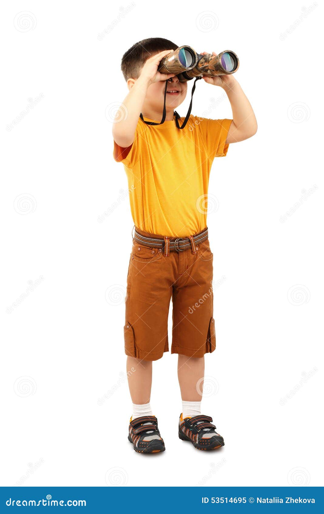 Little Boy Looking through Binoculars Stock Image - Image of distance ...