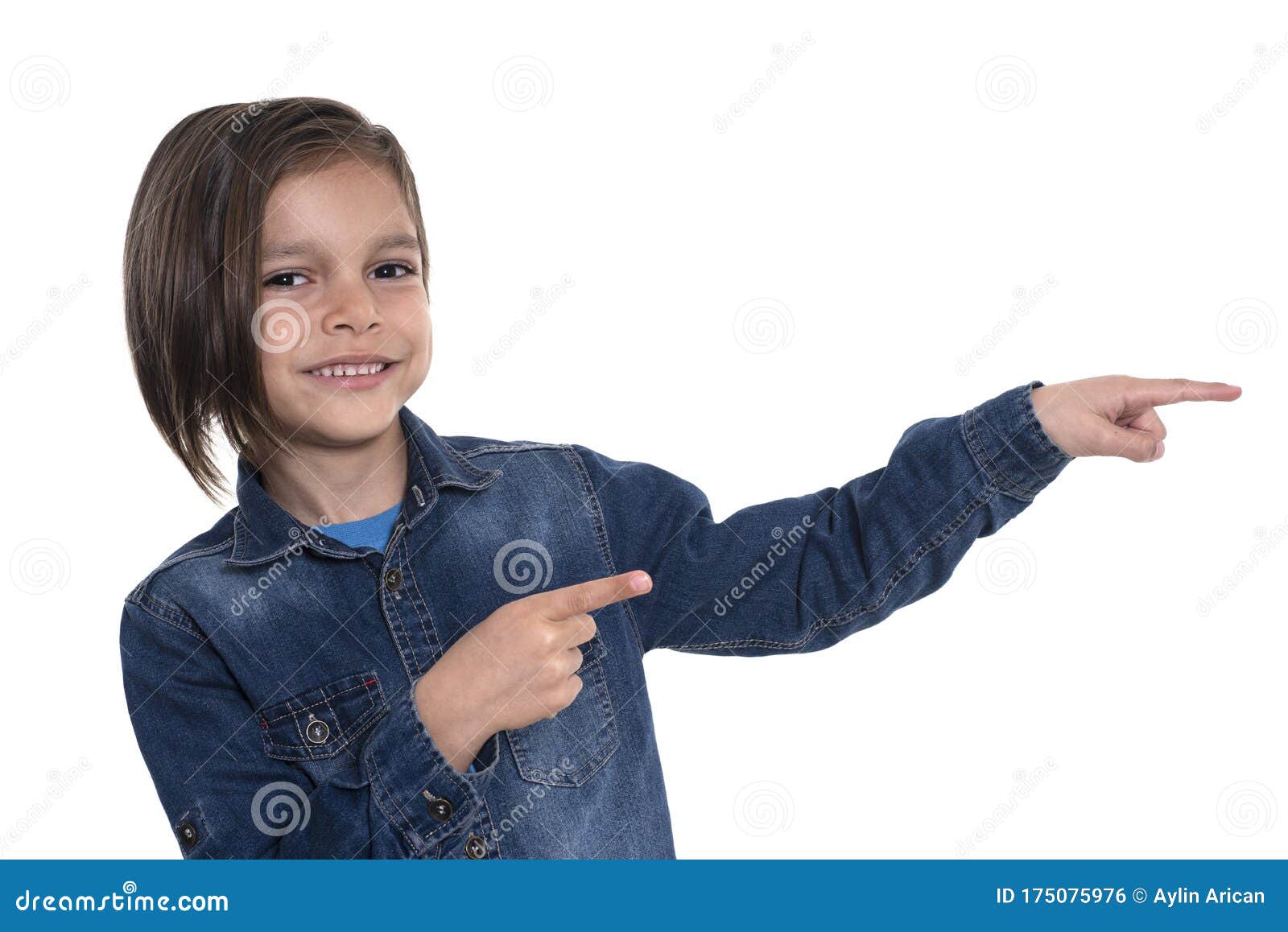 Little Boy Looking at Camera and Pointing with Hand Stock Photo - Image ...