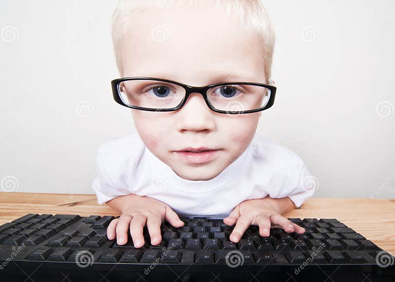 Little Boy Looking at the Computer Screen Stock Image - Image of little ...