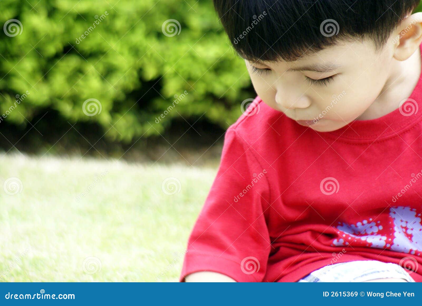 Little boy looking down stock image. Image of youth, childhood - 2615369