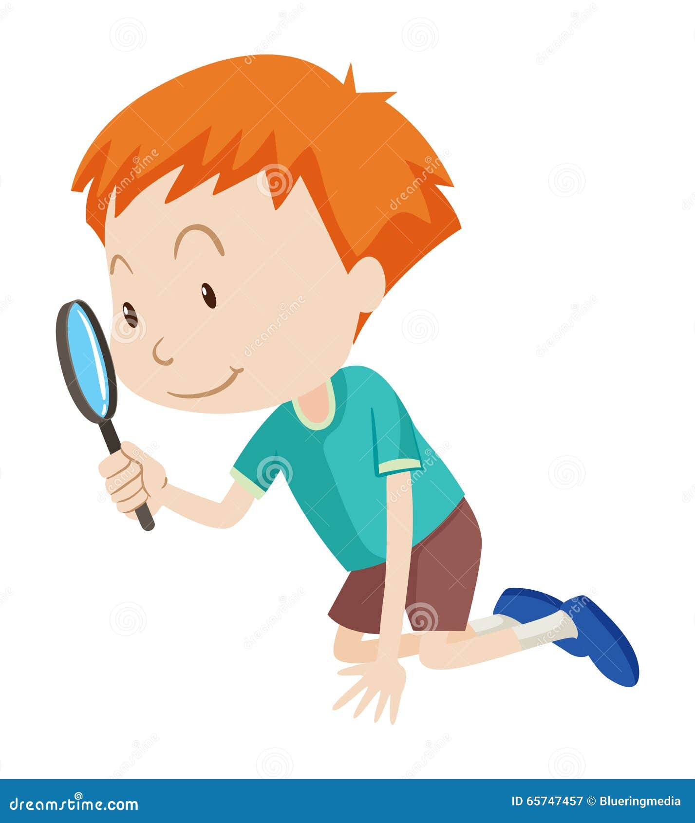 Little Boy Looking through Magnifying Glass Stock Vector - Illustration ...