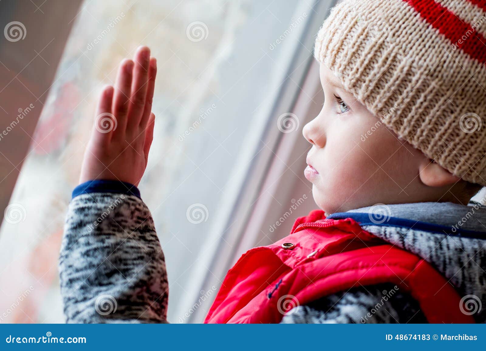 Little Boy Looking Out the Window Stock Image - Image of adorable ...