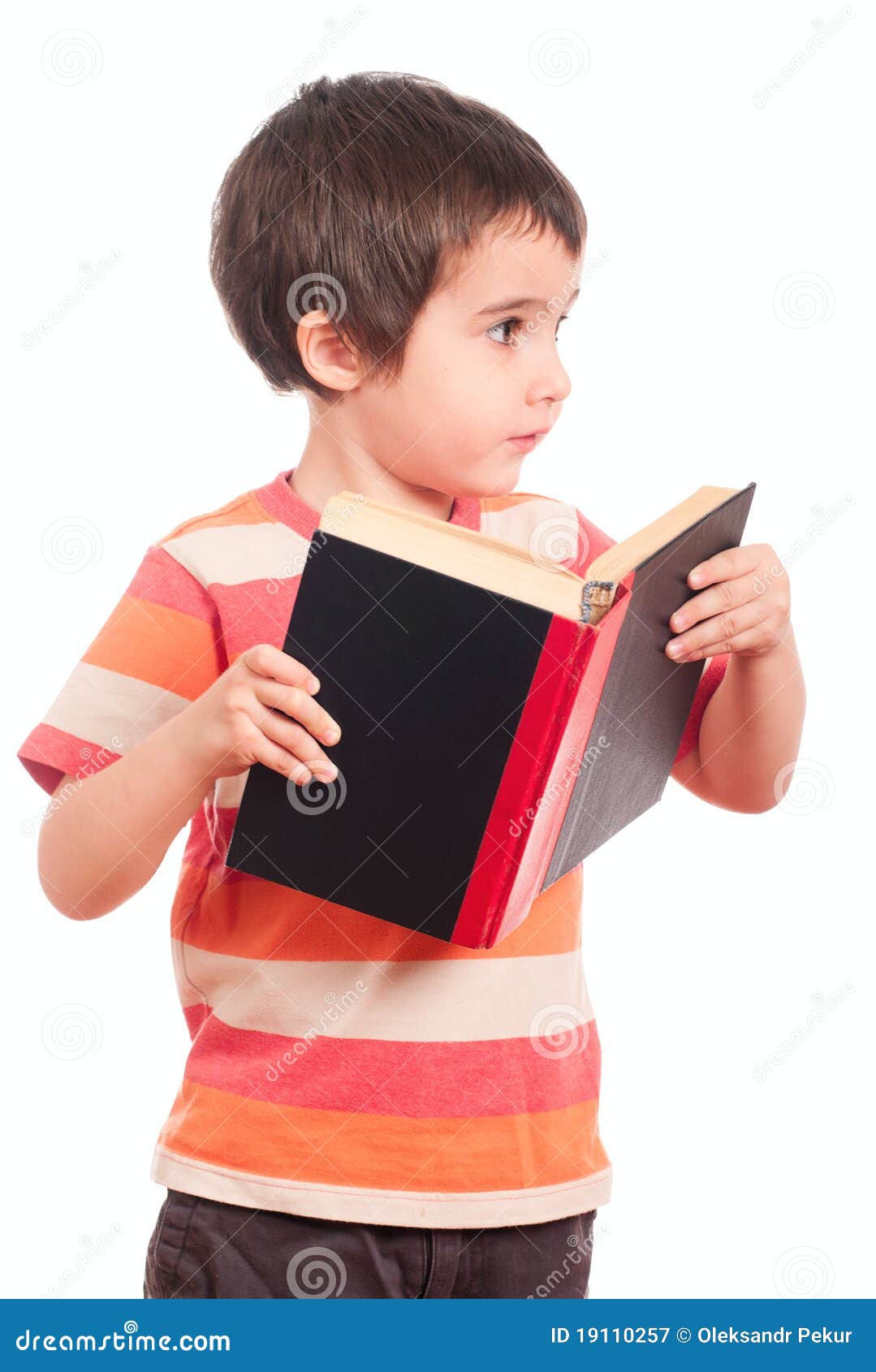 Little Boy Looks Aside while Stock Image - Image of isolated, folio ...