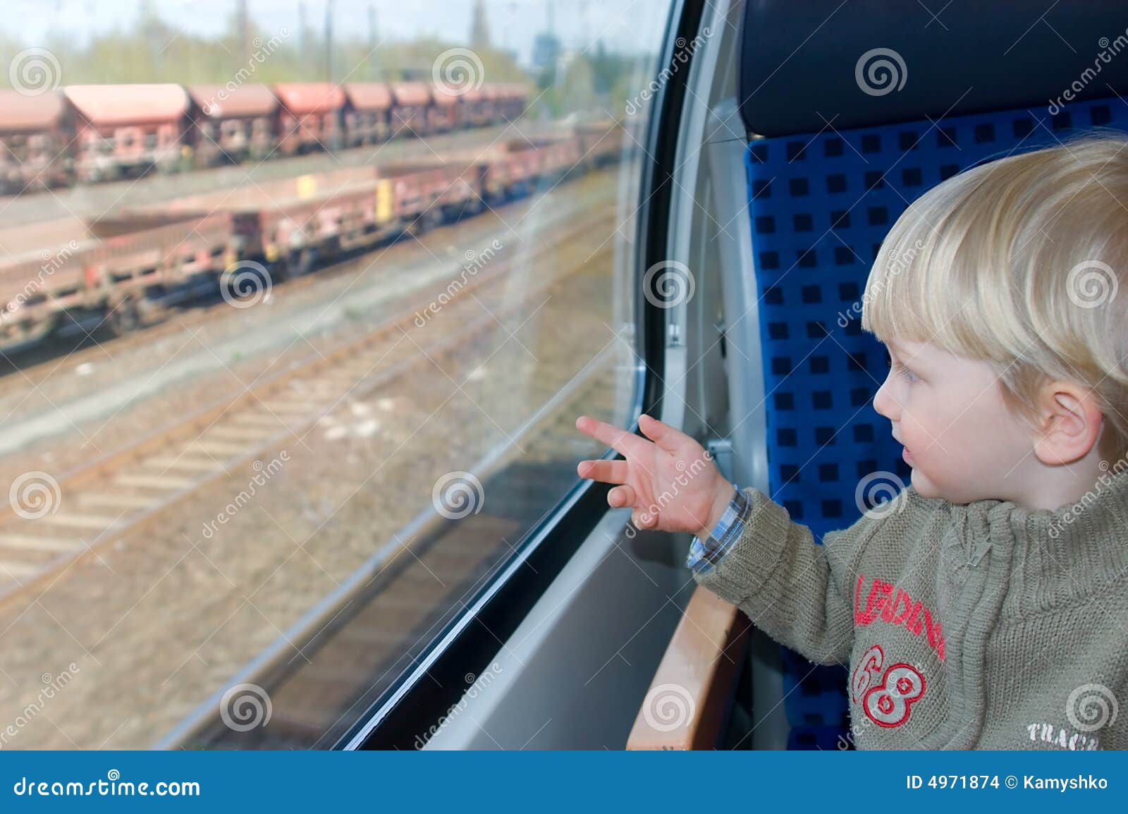Little Boy Looks In Train`s Window Stock Photo - Image of fast, child ...
