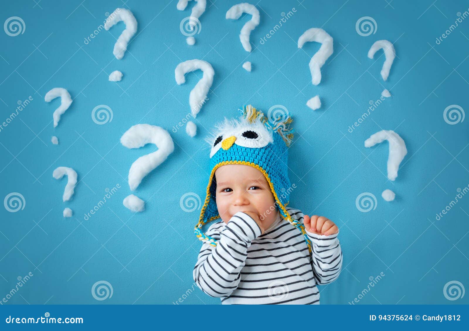 Little Boy with Lots of Question Marks Stock Photo - Image of ...