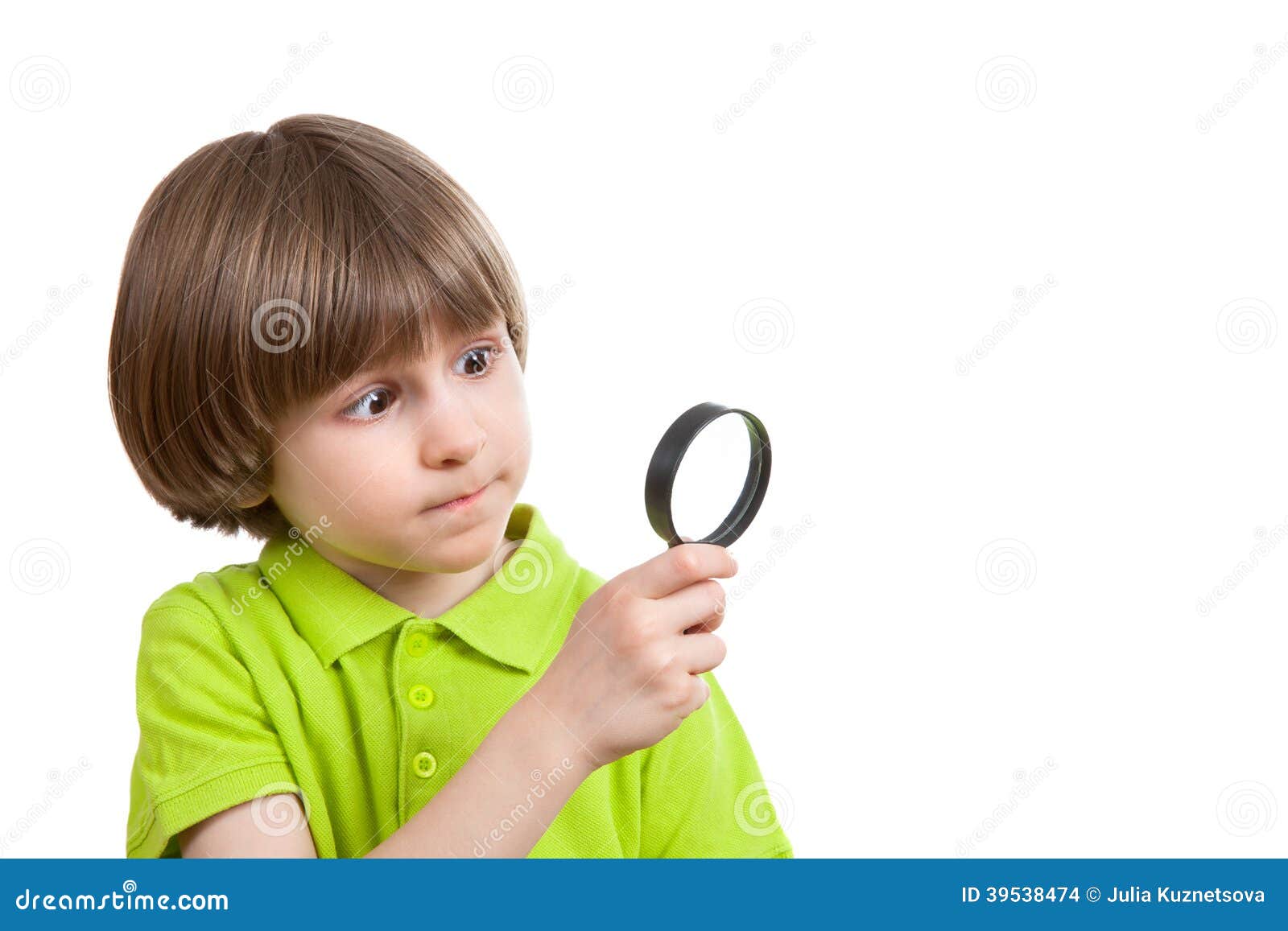 Little Boy with Magnifier Glass Stock Photo - Image of people, cute ...