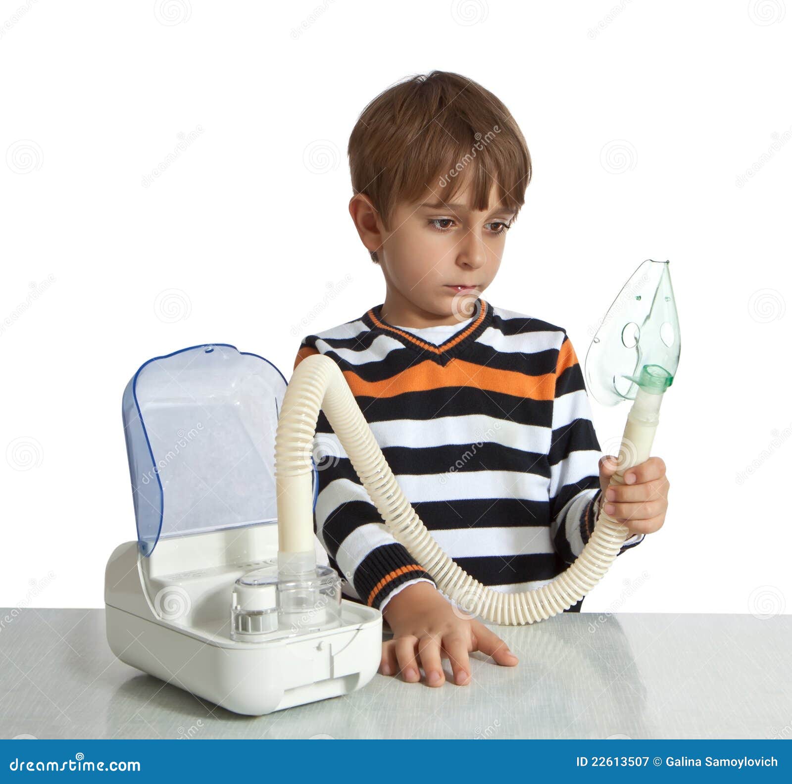 Little Boy Makes Inhalation Stock Image - Image of adorable, preschool ...