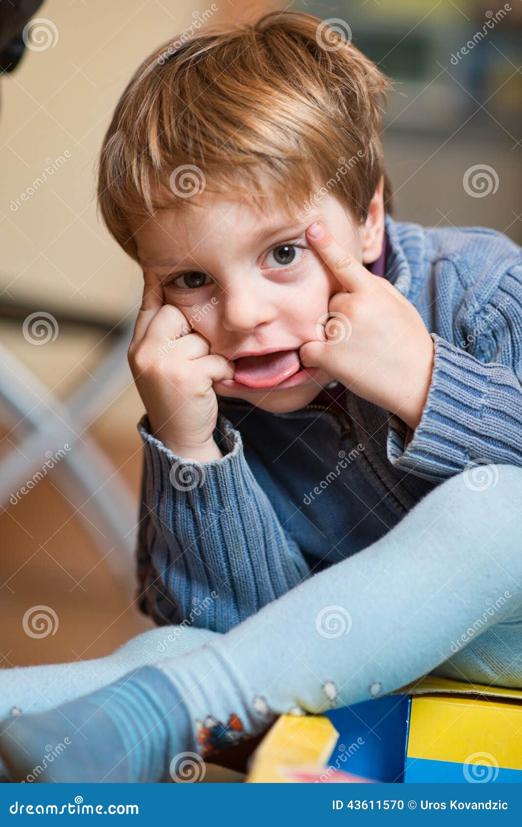 Little boy making faces stock photo. Image of face, indoor - 43611570